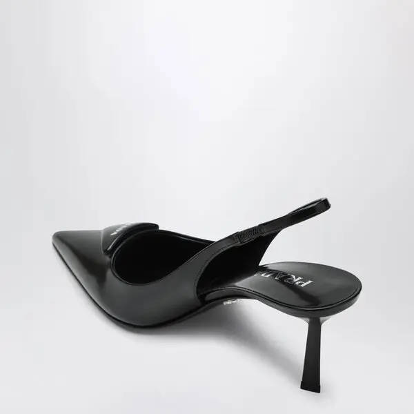 Prada Brushed Leather Slingback Pumps - Black