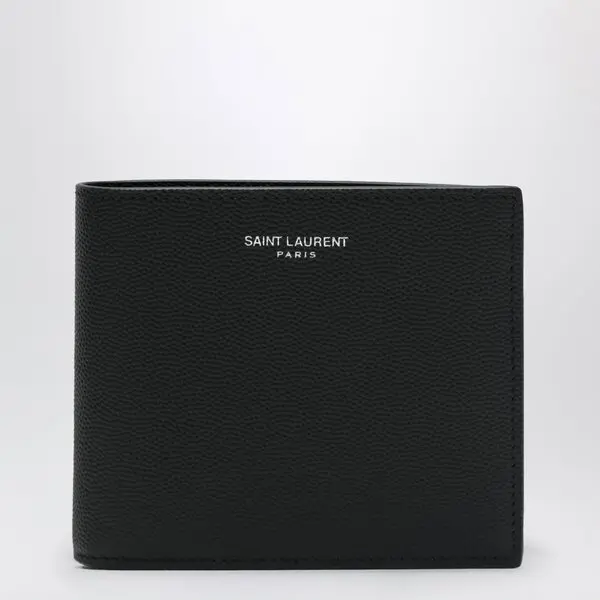 Saint Laurent East/west Wallet In Grain De Poudre Leather - Black