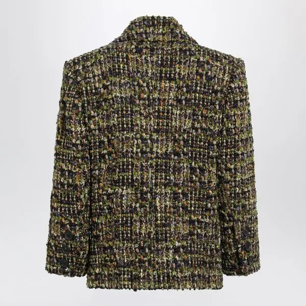 Saint Laurent Single-breasted Khaki Grey Tweed Jacket