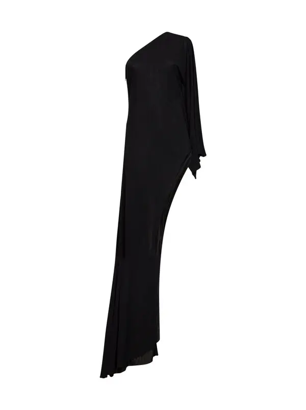 Gucci Black Viscose Jersey Asymmetric Long Dress - Multicolor