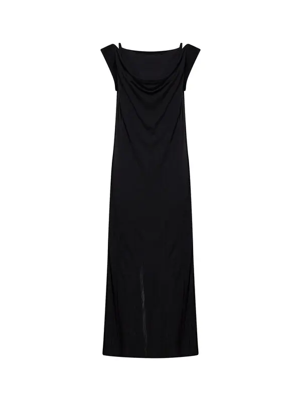 Bottega Veneta Black Viscose Crêpe Jersey Long Dress - Multicolor