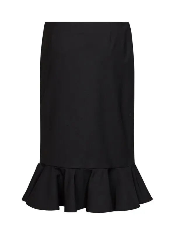 Giuseppe Di Morabito Black Virgin Wool Midi Skirt With Ruffle