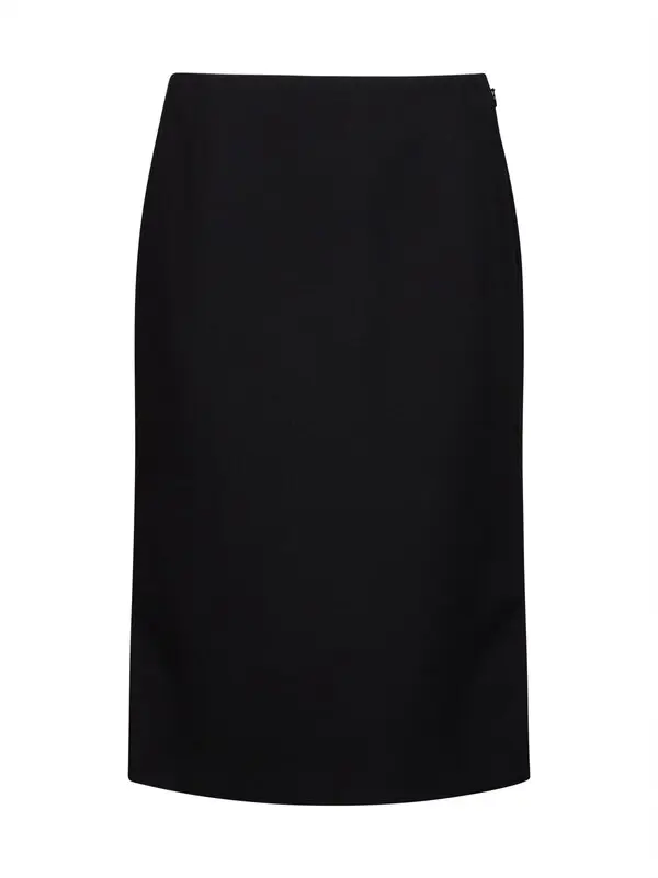 Fendi Black Wool And Silk Midi Pencil Skirt - Multicolor
