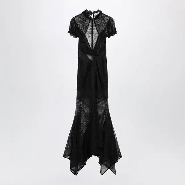 Attico Semi-sheer Lace Midi Dress - Black