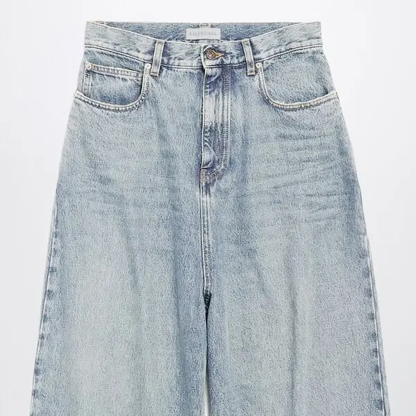 Balenciaga Wide Leg Light Cotton Jeans - Blue