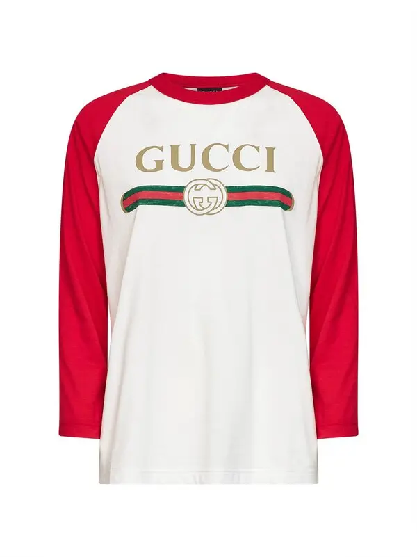 Gucci White Printed Cotton Jersey T-shirt - Multicolor