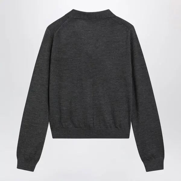 Miu Miu Anthracite Wool Cardigan - Gray
