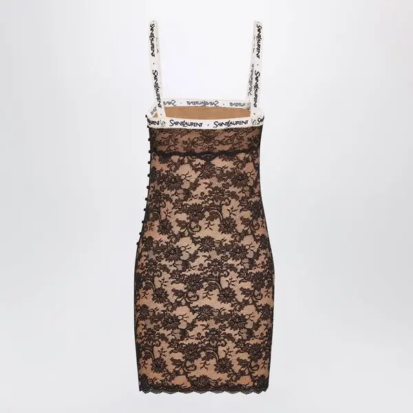 Saint Laurent Slip Dress In Lace