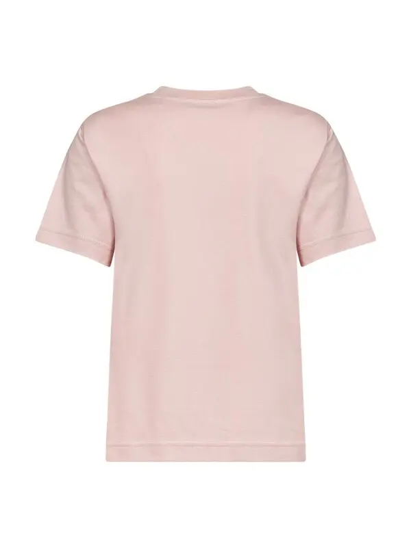 Burberry Bouquet Pink Cotton T-shirt With Check Patch
