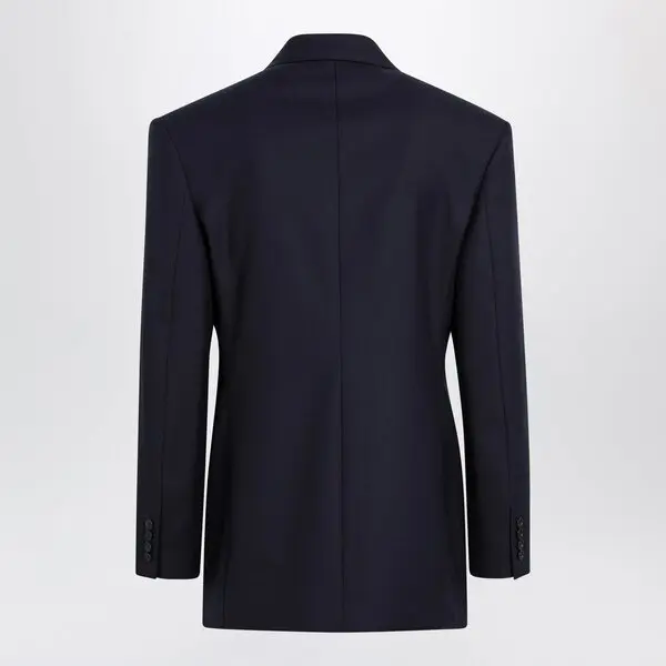 Saint Laurent Navy Double-breasted Jacket In Wool