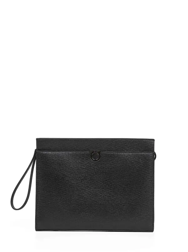 FERRAGAMO Black Gancini Pouch Bag