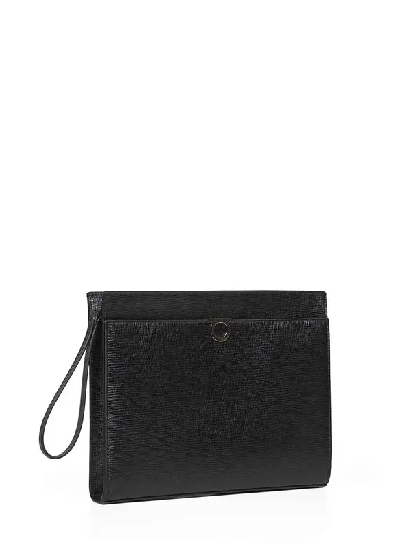 FERRAGAMO Black Gancini Pouch Bag