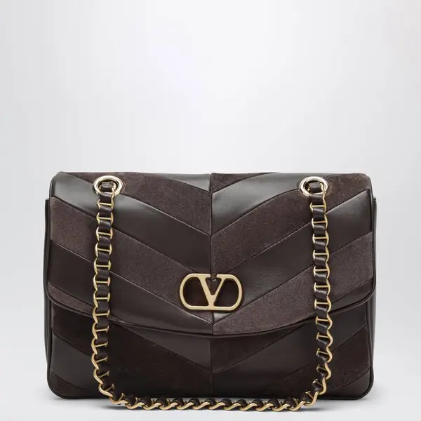 Valentino Garavani Djuna Medium Suede And Nappa Shoulder Bag - Brown