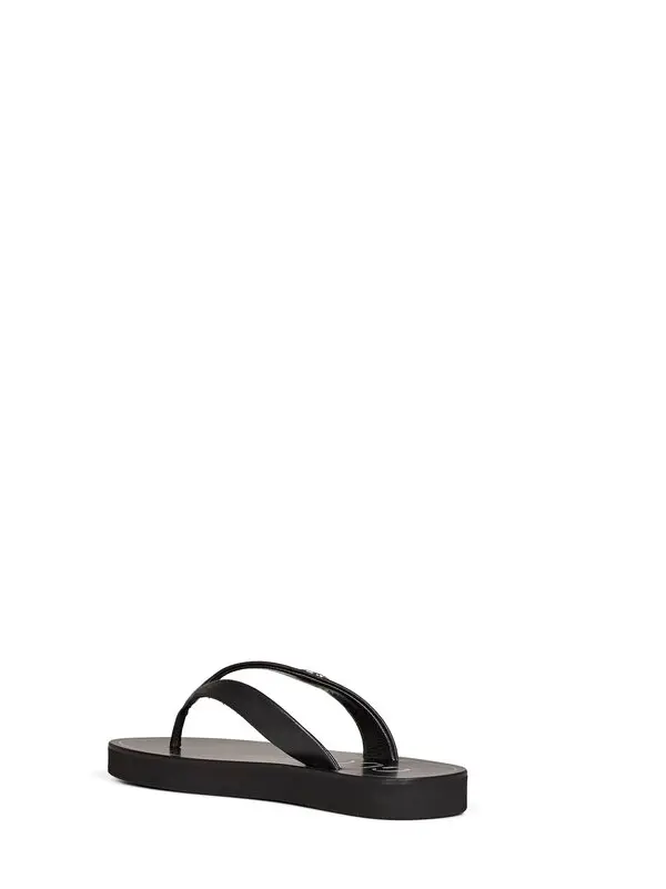Gucci Black Nappa Leather Platform Thong Sandals With Double G