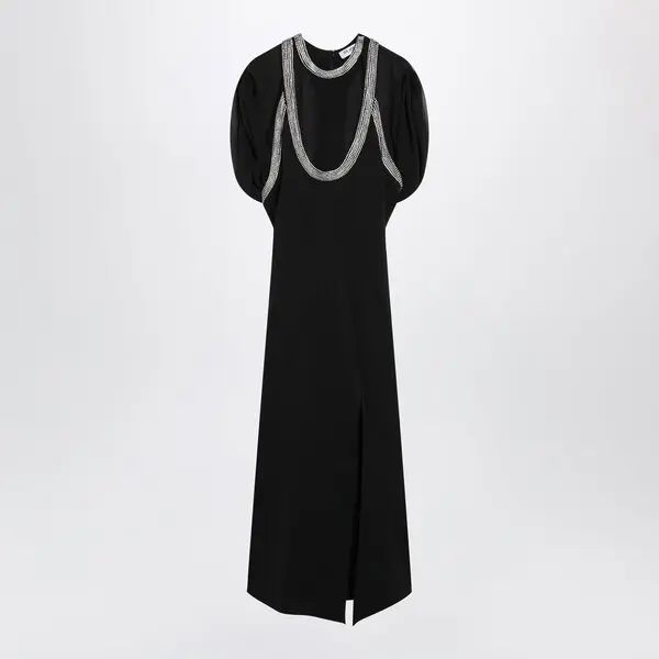 Attico Viscose-blend Dress With Rhinestones - Black