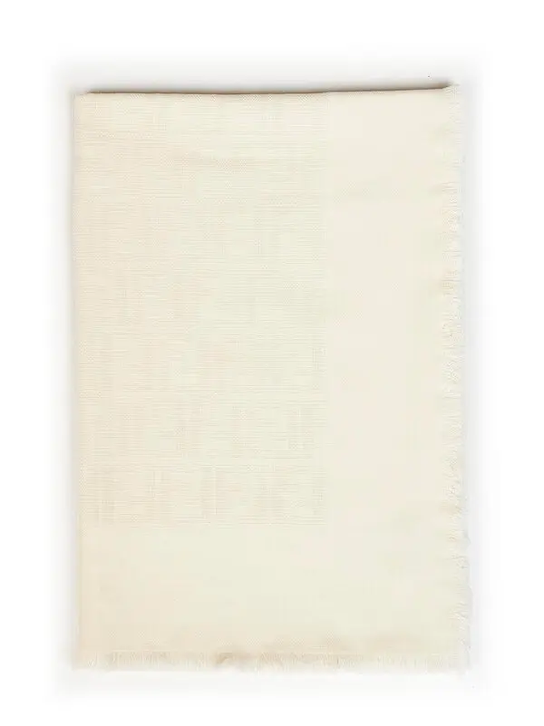 Fendi Silk Ivory Ff Wool And Silk And Cashmere Shawl - Multicolor