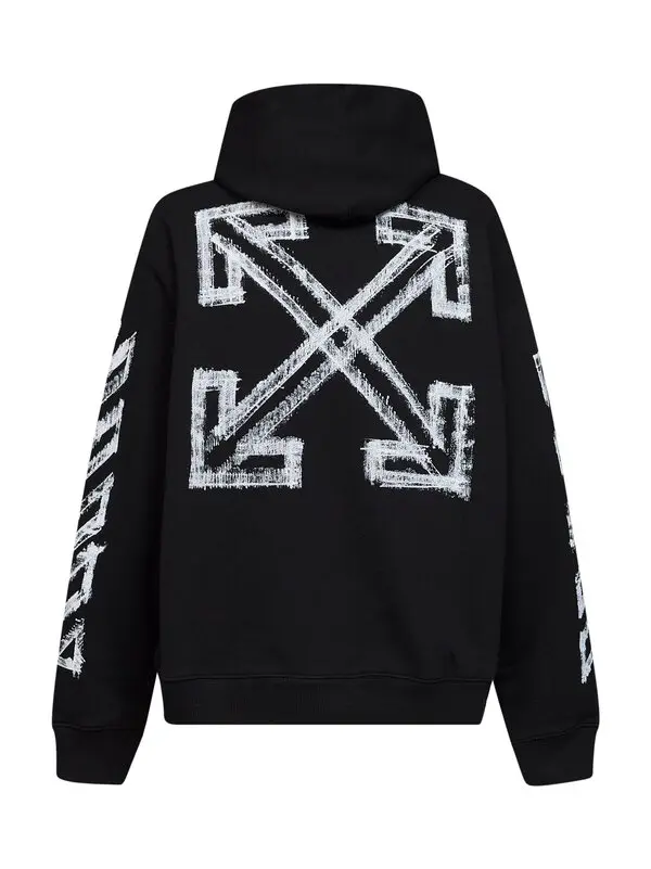 Off-White Black Cotton Motion Arrow Skate Zip-up Hoodie