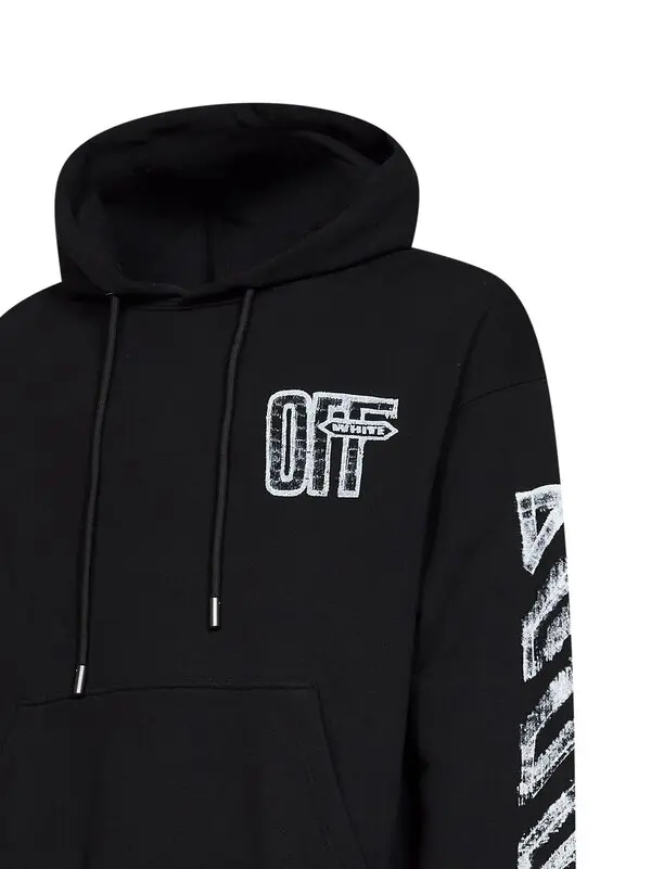 Off-White Black Cotton Motion Arrow Skate Zip-up Hoodie