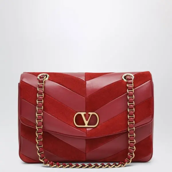 Valentino Garavani Djuna Medium Suede And Nappa Shoulder Bag - Red
