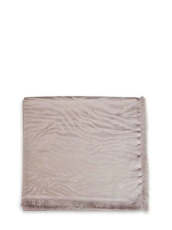 Fendi Silk Taupe Tiger Animalier Silk And Cashmere Jacquard Stole - Multicolor
