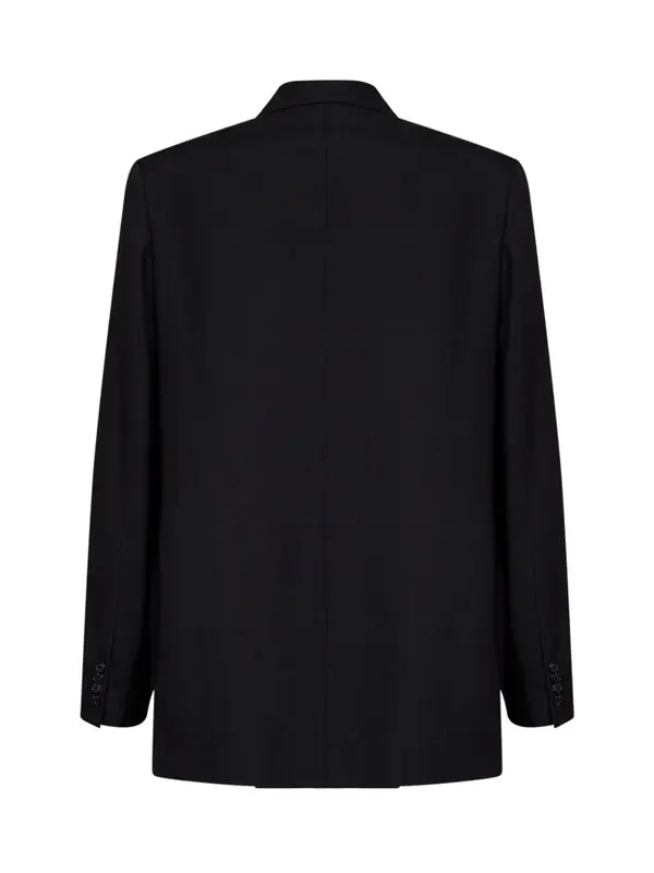 Dries Van Noten Black Wool Canvas Bosier Double-breasted Jacket