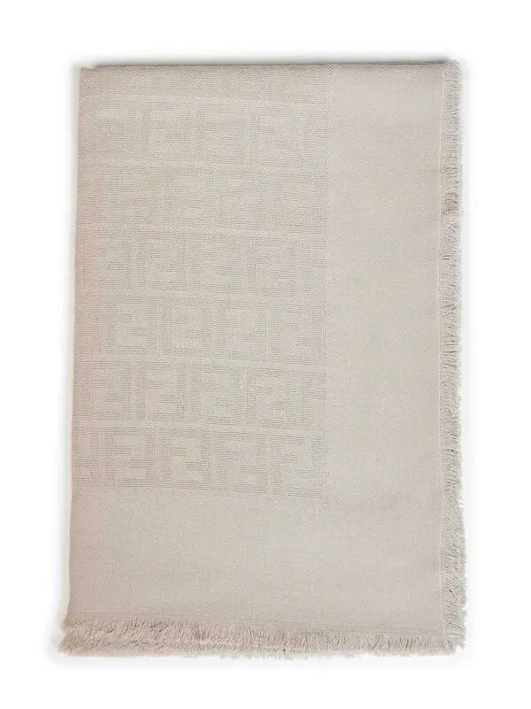 Fendi Silk Taupe Ff Wool And Silk And Cashmere Shawl - Multicolor