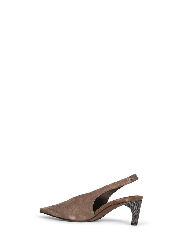 Brunello Cucinelli Bark Suede City Slingback Slingback Pumps