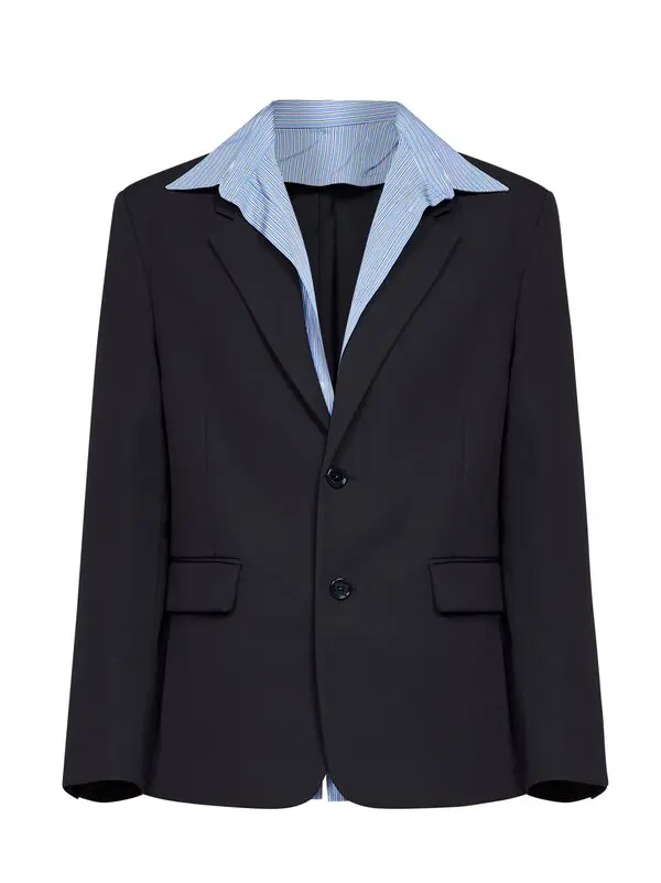 Balenciaga Dark Navy Wool Twill Hybrid Shirt Jacket - Multicolor