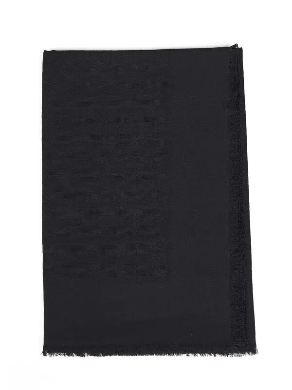 Fendi Silk Black Ff Wool And Silk And Cashmere Shawl - Multicolor