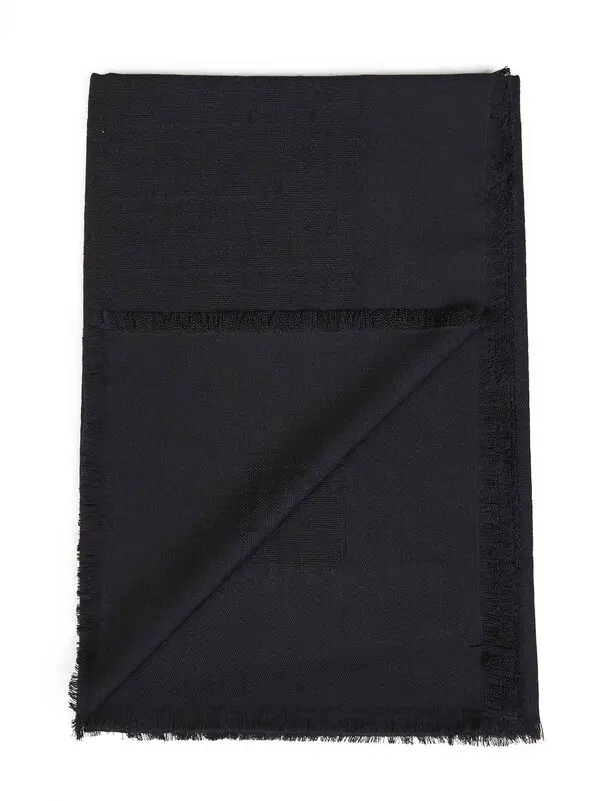 Fendi Silk Black Ff Wool And Silk And Cashmere Shawl - Multicolor