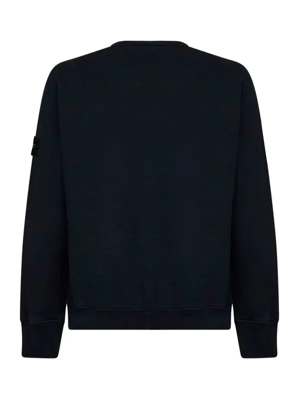 Stone Island Blue Organic Stretch Cotton Crewneck Sweatshirt