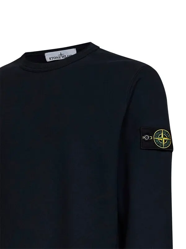 Stone Island Blue Organic Stretch Cotton Crewneck Sweatshirt