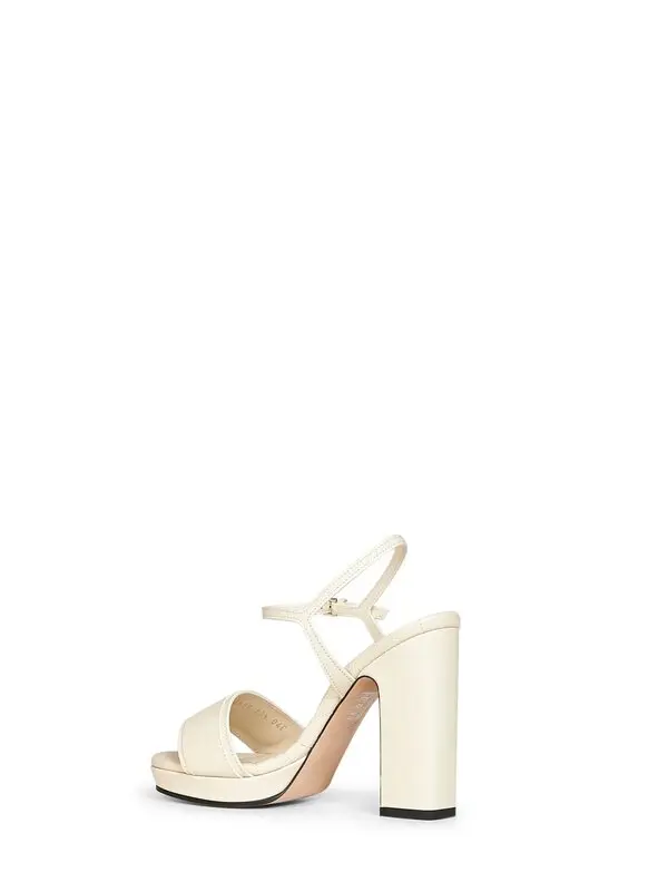 Gucci Ivory Leather Platform Sandals With Double G