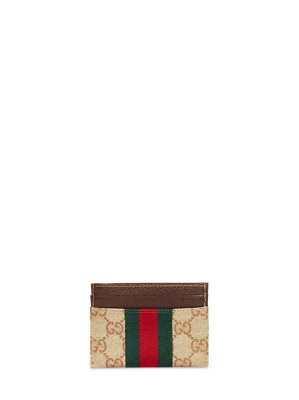 Gucci Sand And Dark Brown Gg Canvas Web Card Holder