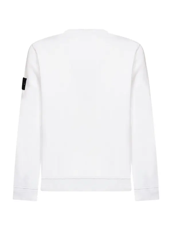 Stone Island White Organic Stretch Cotton Crewneck Sweatshirt