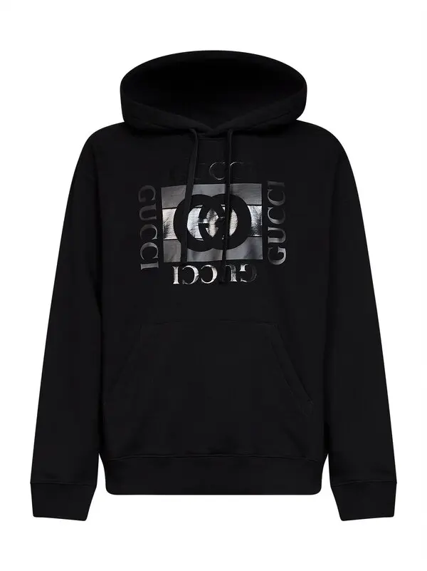 Gucci Black Cotton Jersey Printed Hoodie