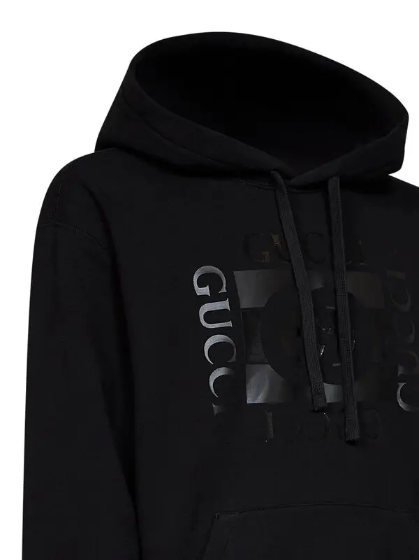 Gucci Black Cotton Jersey Printed Hoodie