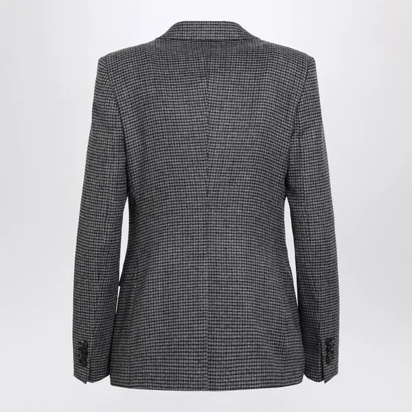 Tagliatore Single-breasted Anthracite Grey Jacket With Houndstooth Pattern In Wool Blend