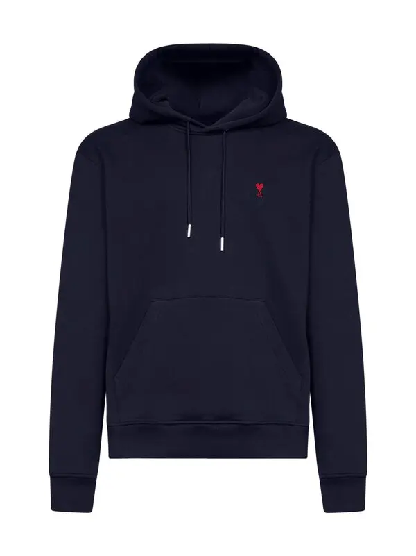AMI Paris Midnight Blue Cotton De Cœur Hoodie - Multicolor