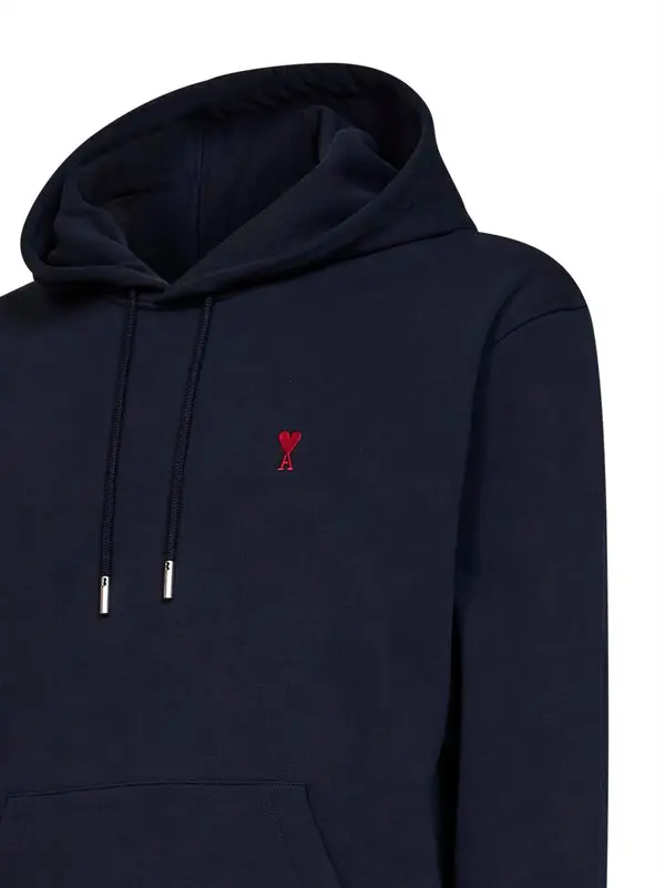 AMI Paris Midnight Blue Cotton De Cœur Hoodie