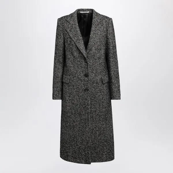Tagliatore Single-breasted Herringbone Wool Blend Coat - Black