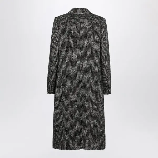 Tagliatore Single-breasted Herringbone Wool Blend Coat - Black