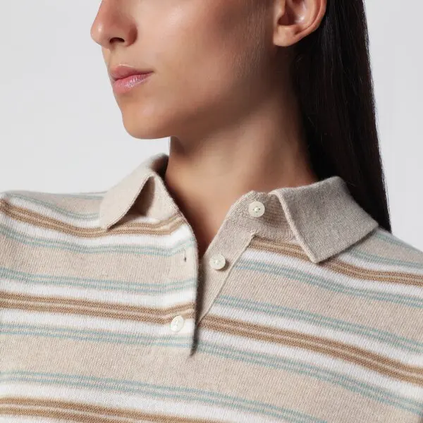 Guest In Residence Cashmere Stripe Polo Sweater
