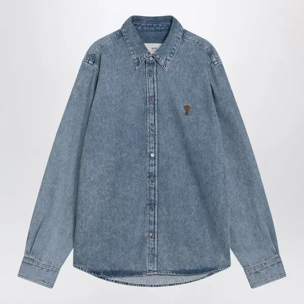 AMI Paris De Coeur Used Denim Shirt