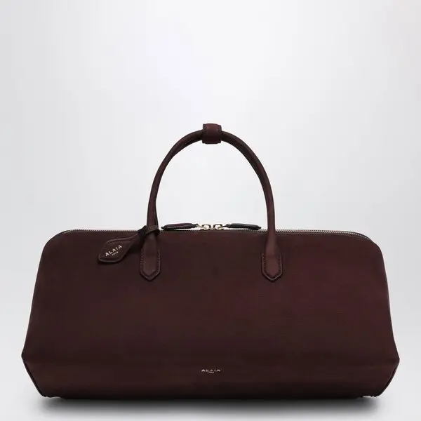 Alaïa Medium Delta Bag In Bordeaux Nubuck - Red