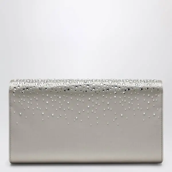 ROGER VIVIER Efflorescence Satin Clutch Bag Pearl Grey