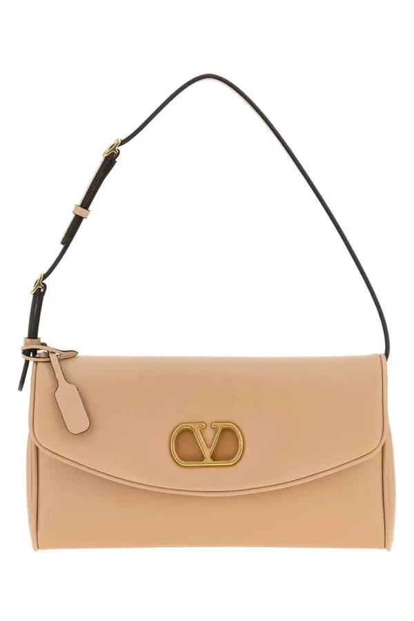Valentino Garavani Beige Nappa Leather Devain Shoulder Bag