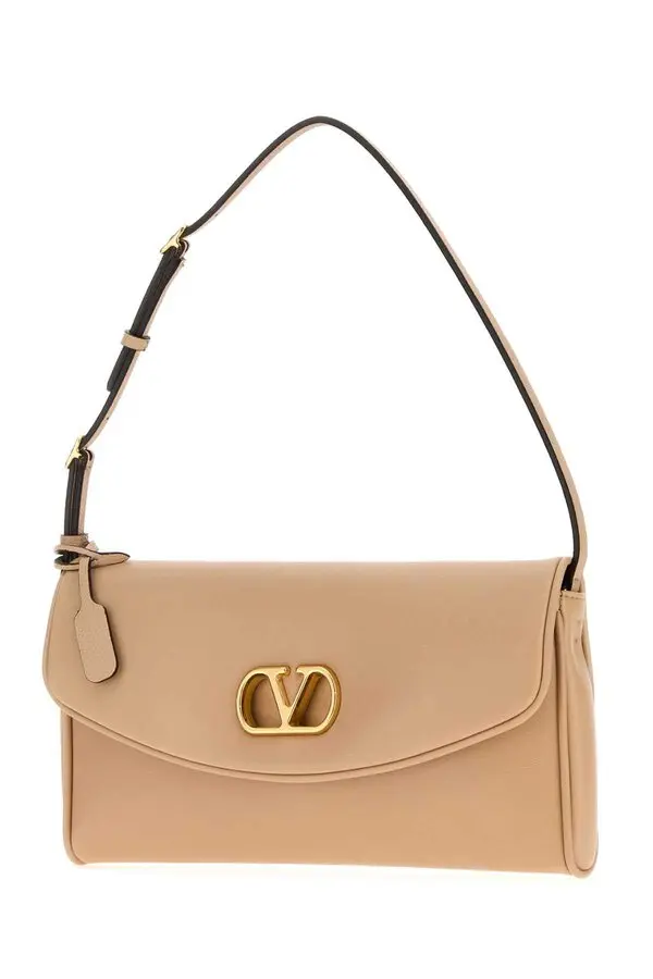 Valentino Garavani Beige Nappa Leather Devain Shoulder Bag