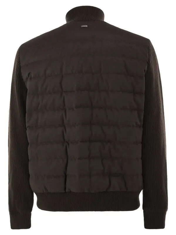 Herno Quilted Knit And Fabric Jacket With High Collar
