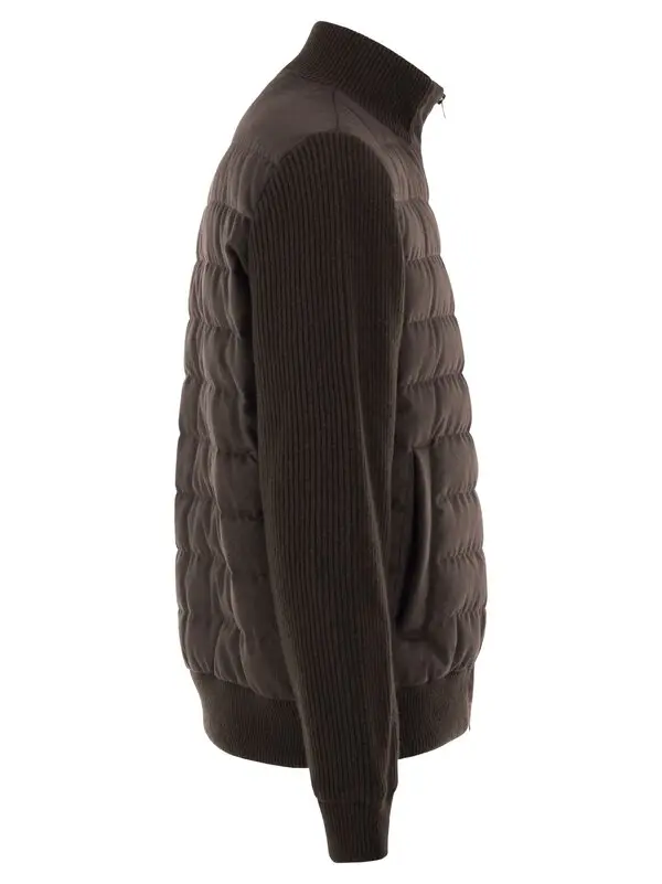 Herno Quilted Knit And Fabric Jacket With High Collar